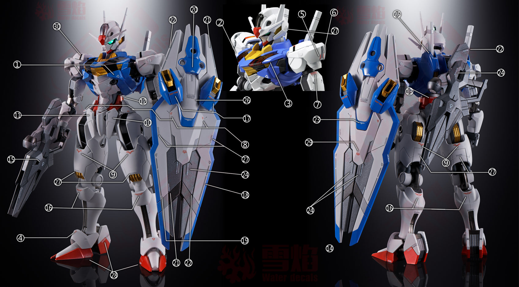 HG-53 | 1/144 GUNDAM AERIAL FLUORESCENT WATERSLIDE DECAL – JFC.