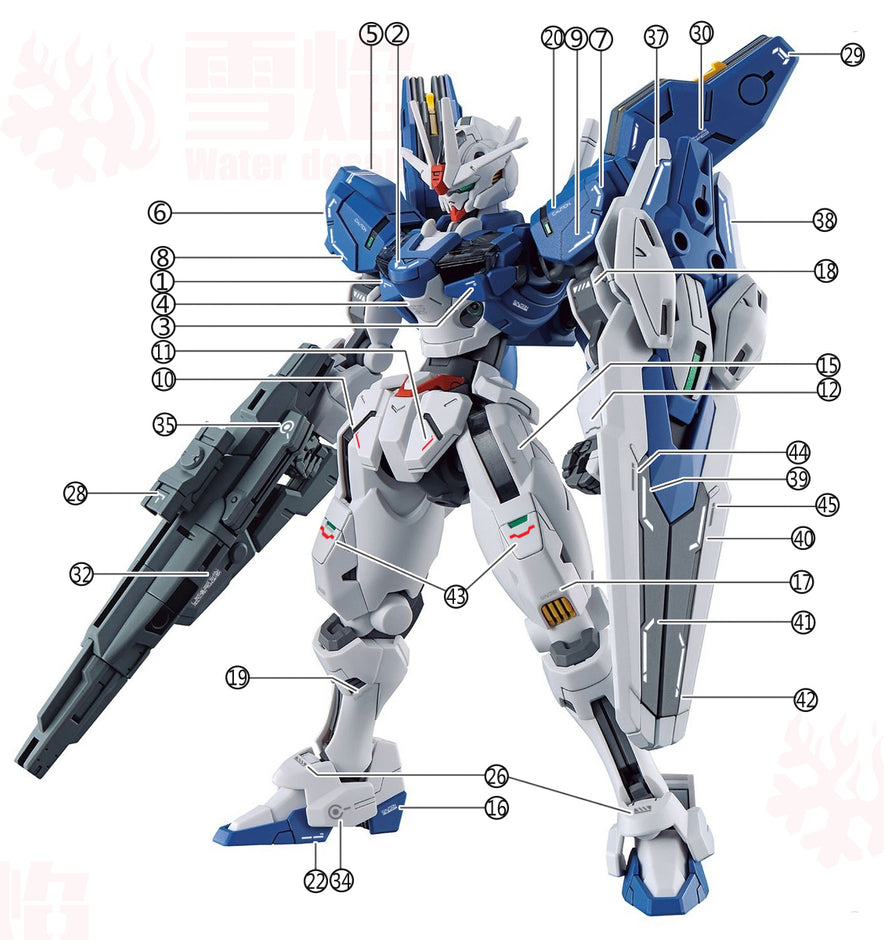 HG-75 | 1/144 GUNDAM AERIAL REBUILD FLUORESCENT WATERSLIDE DECAL – JFC.