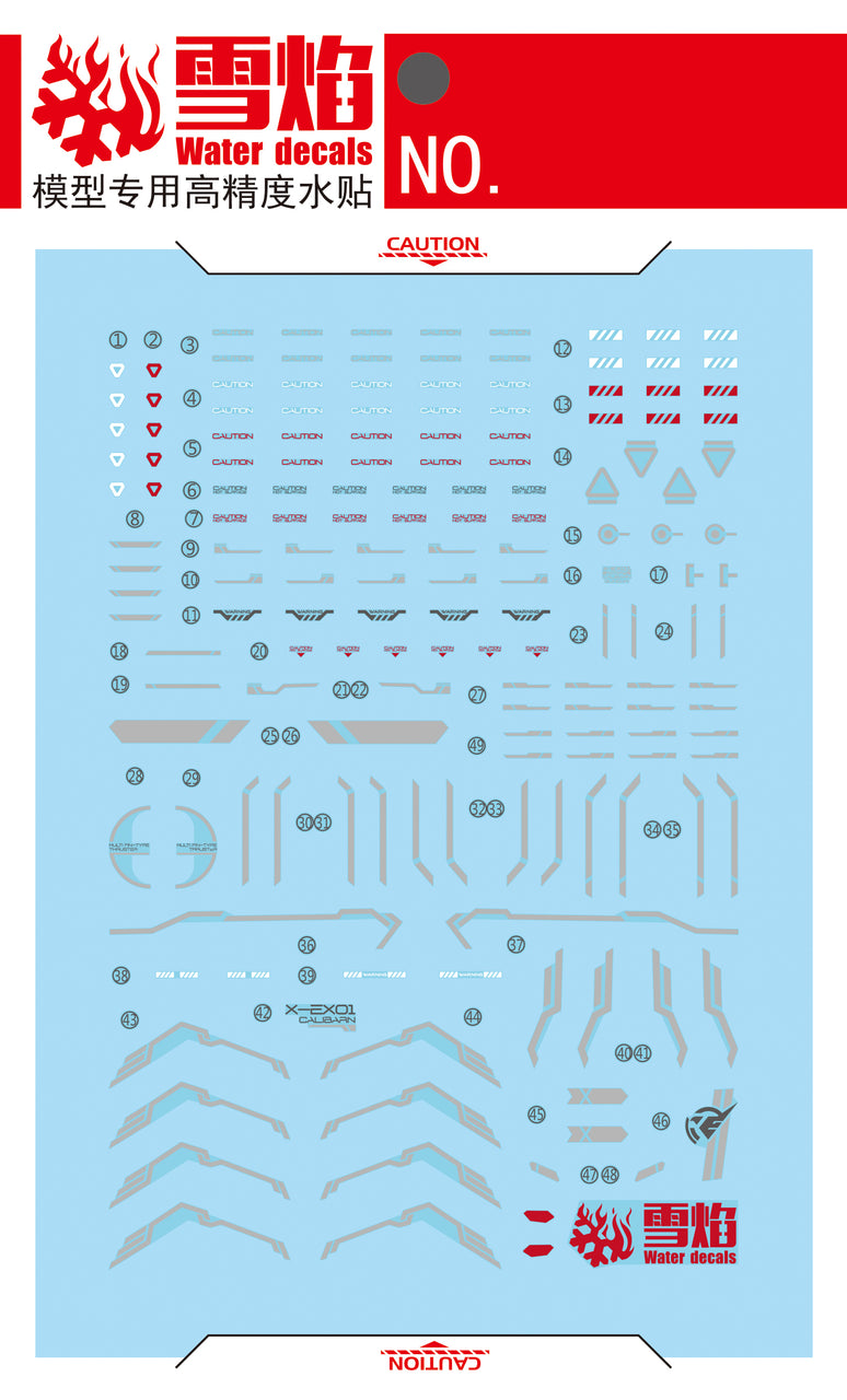 HG-77 | 1/144 GUNDAM CALIBARN FLUORESCENT WATERSLIDE DECAL – JFC.
